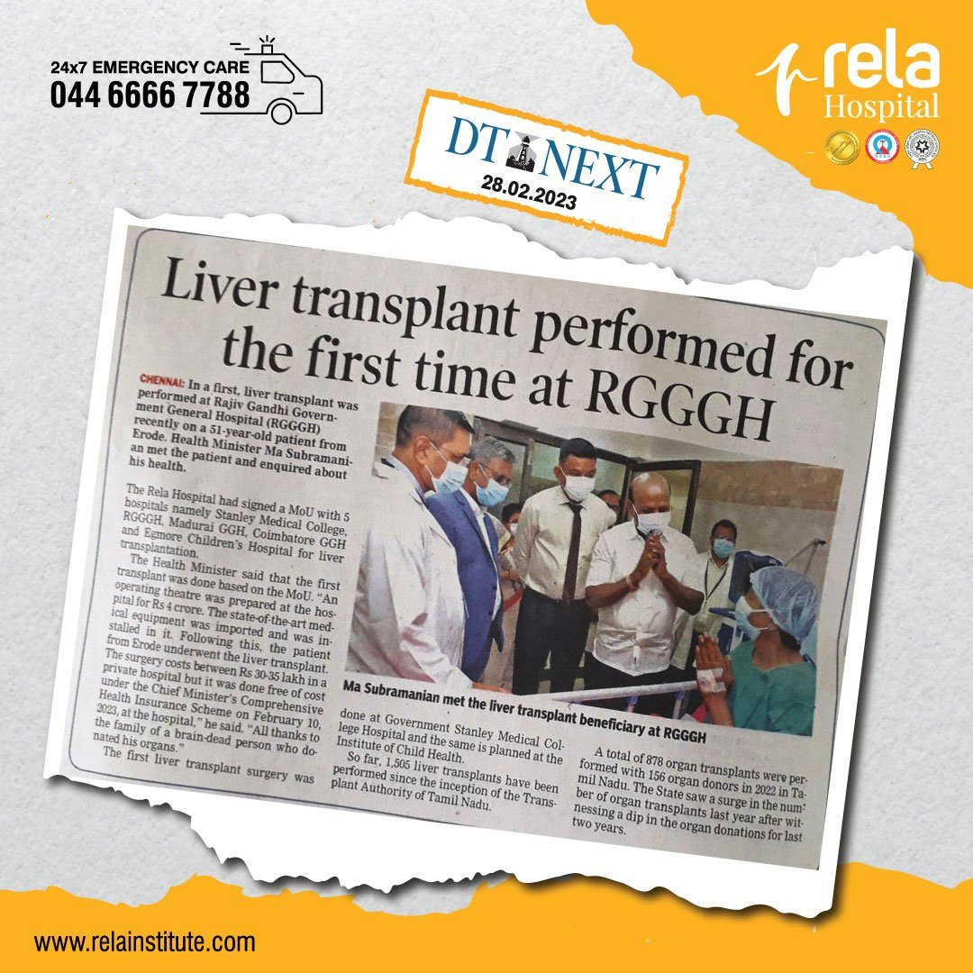 Liver transplant performed for the first time of RGGGH - Rela Hospital